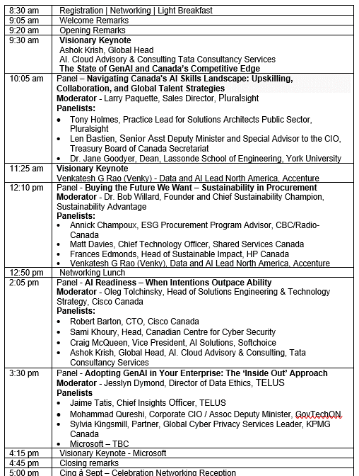 AI4Canada Summit Agenda - TECHNATION